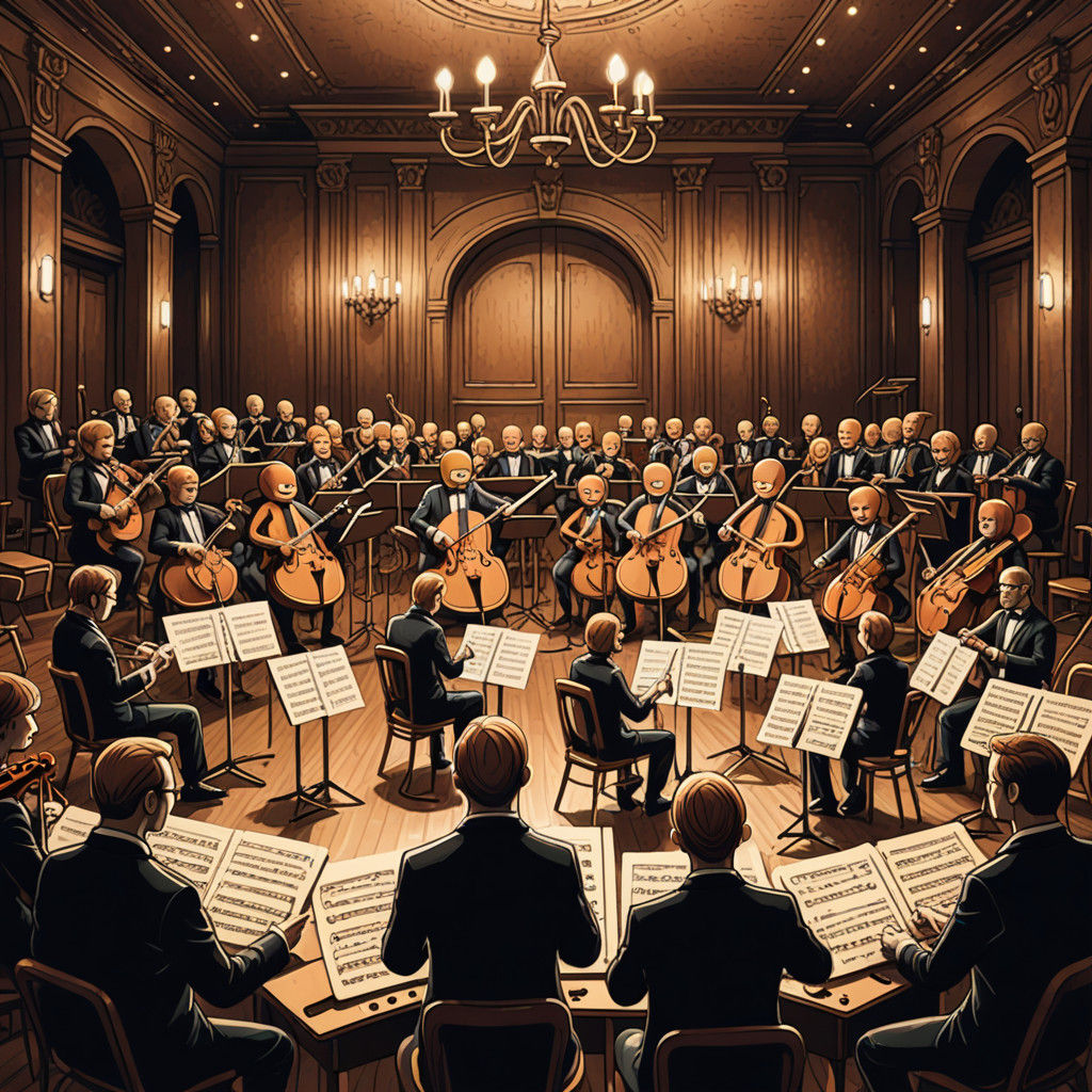 Gingerbread Man Orchestra in Classic Whimsical Ill... - AI Art