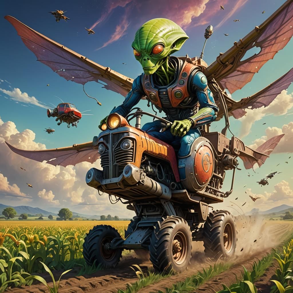 Alien farmer - AI Generated Artwork - NightCafe Creator