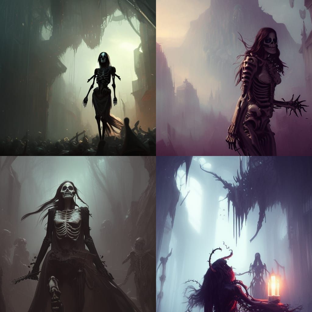 Skeleton woman singer - AI Generated Artwork - NightCafe Creator