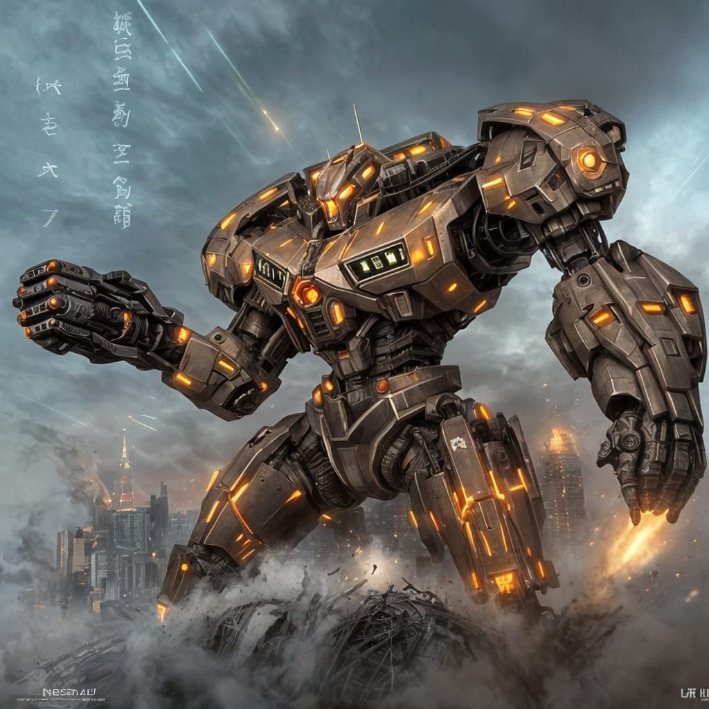 Menacing Mech with fearsome laser cannon