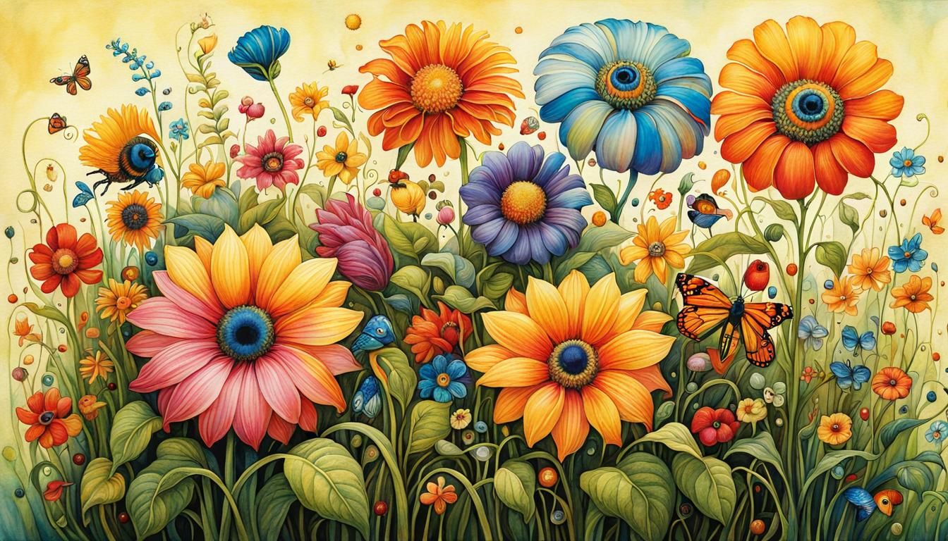 colourful fantasy flowers - AI Generated Artwork - NightCafe Creator