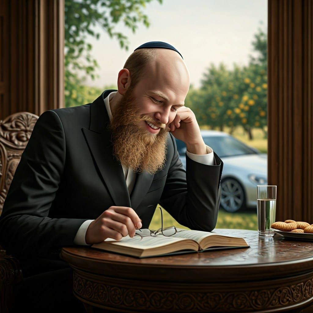 A young blond Hasidic Jewish man in authentic clothing with a blond ...