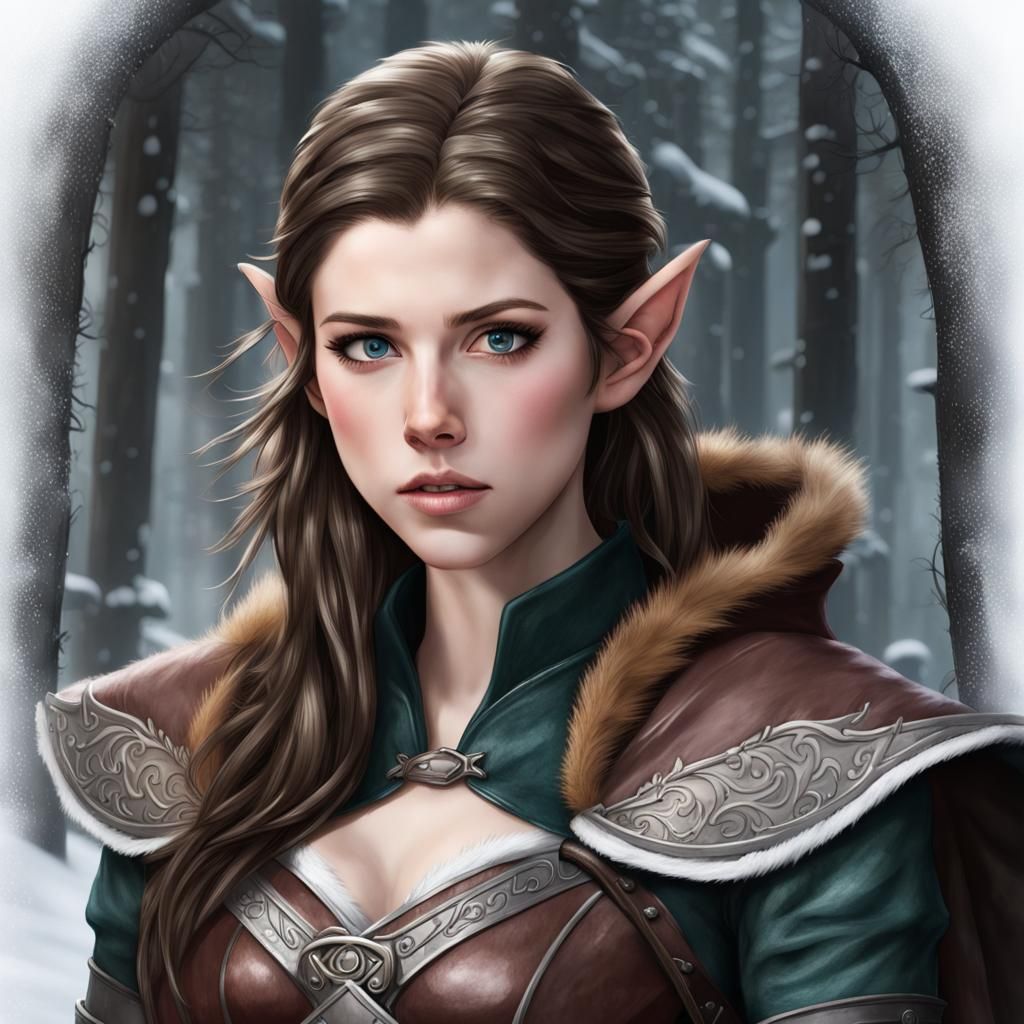 Anna Kendrick, elf, winter. - AI Generated Artwork - NightCafe Creator