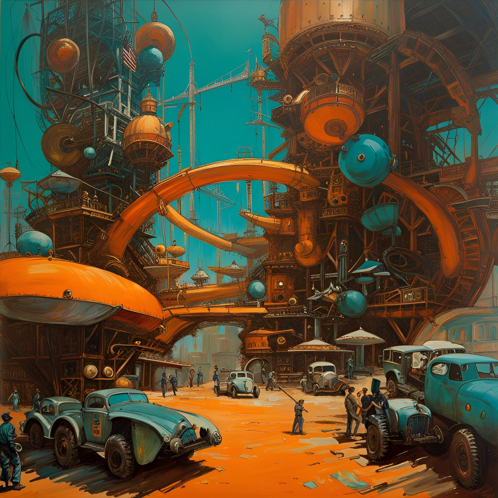 Orange Factory - AI Generated Artwork - NightCafe Creator