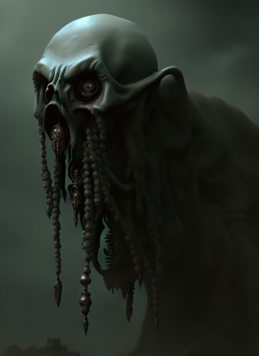 Hideous zombie monster eating eyeballs Zdzisław Beksiński H.R. Giger ...