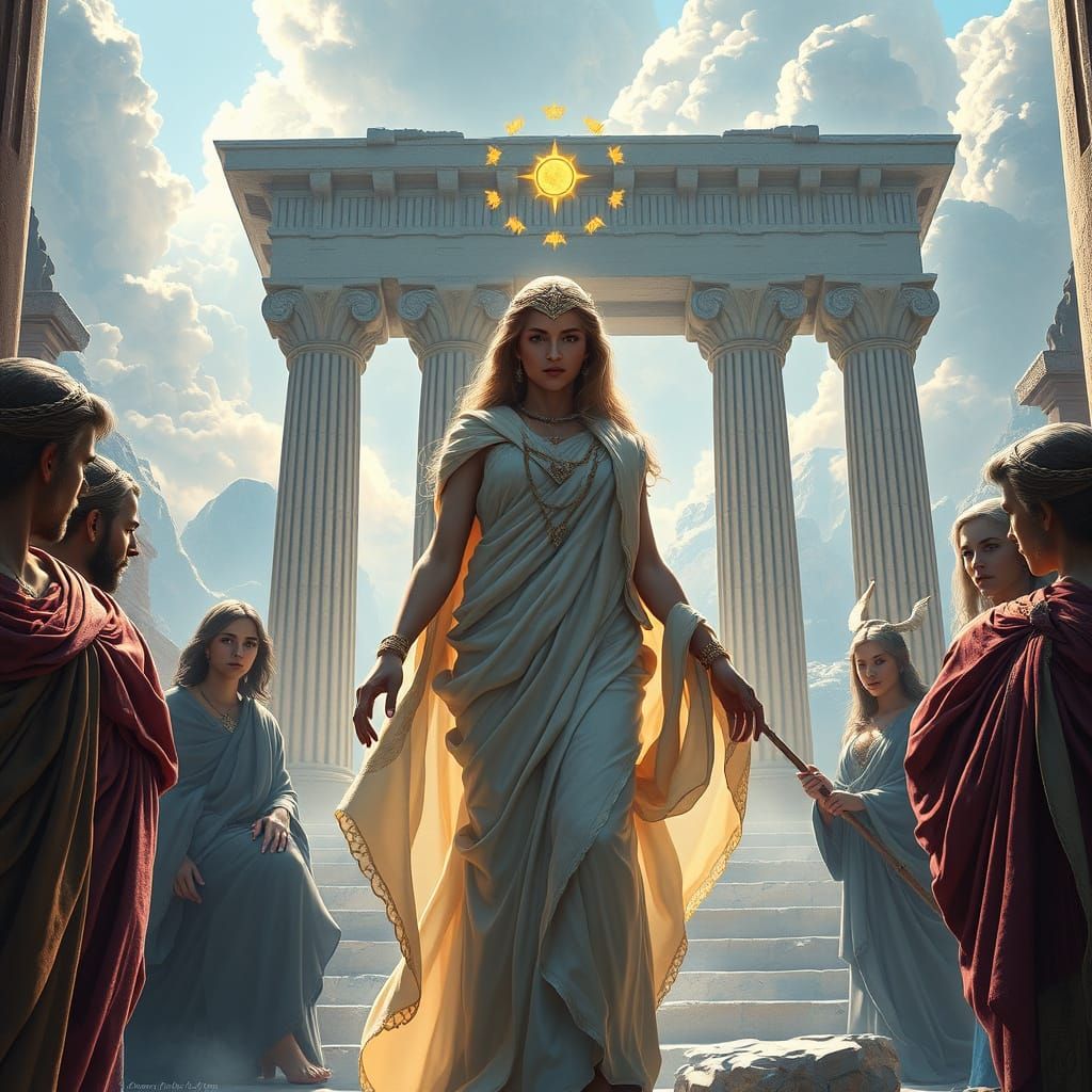 Mystical Oracle of Delphos in Solarian Style - AI Art