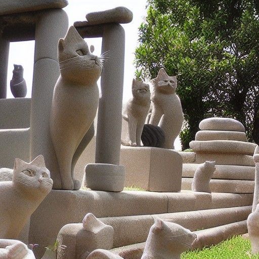 Temple of the Cat Goddess with cat sculptures : r/nightcafe