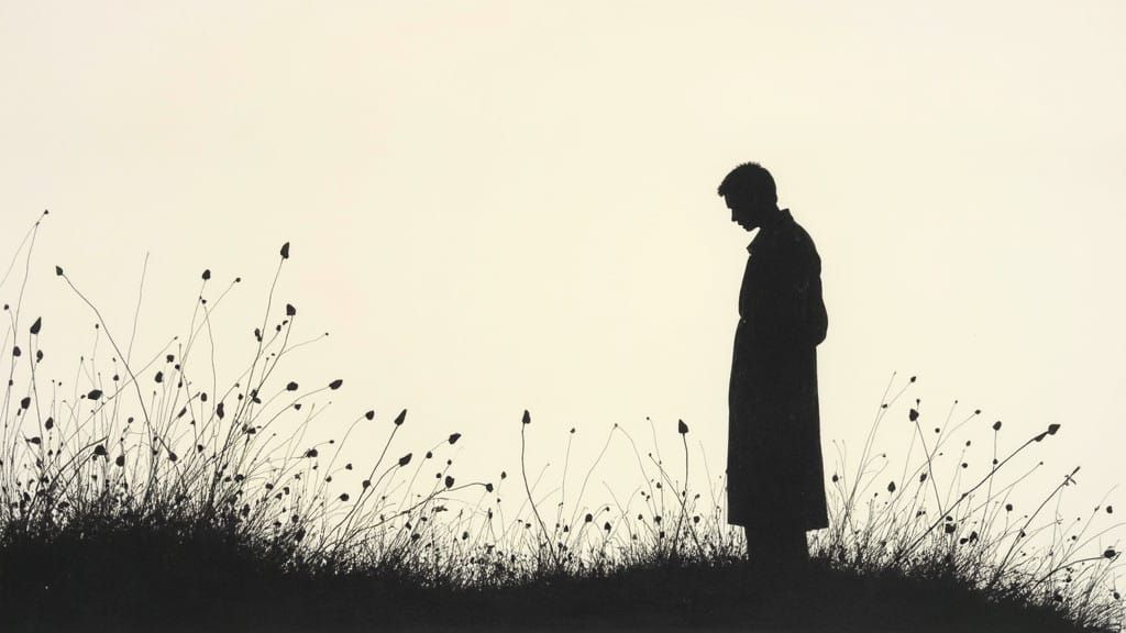 Subtle Silhouette Scene in Fine Black Ink - AI Art