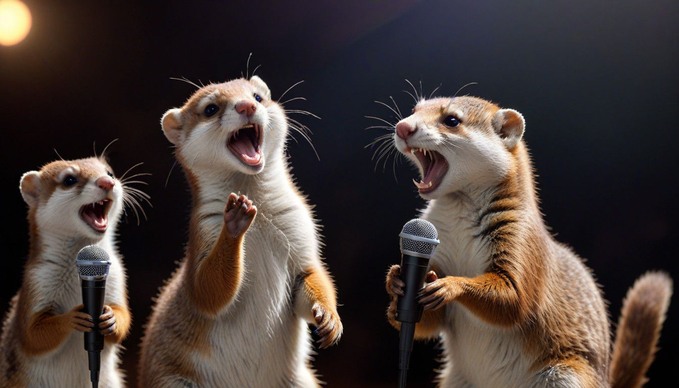 Silly Weasels singing karaoke - Weasels Singing Karaoke in a...