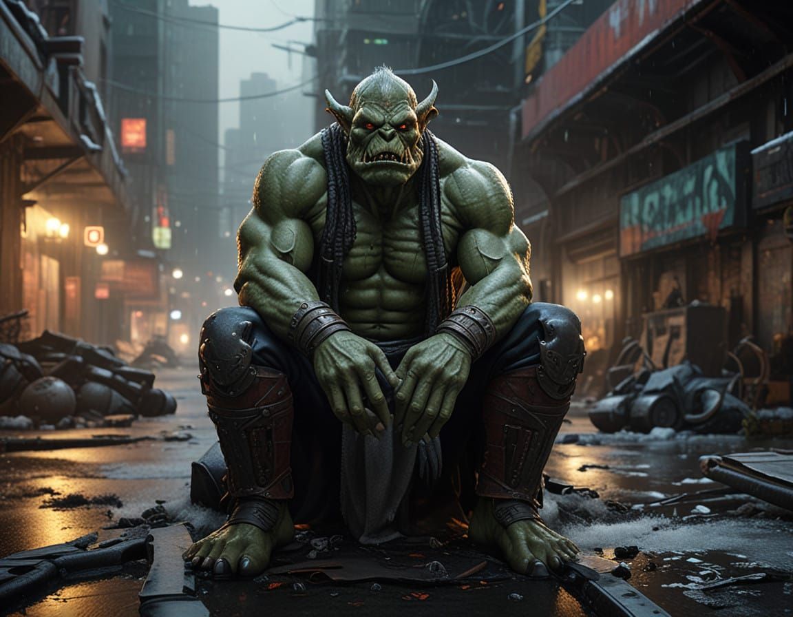 Ah, the wonders of urban living! - Exhausted Orc Warrior in ...