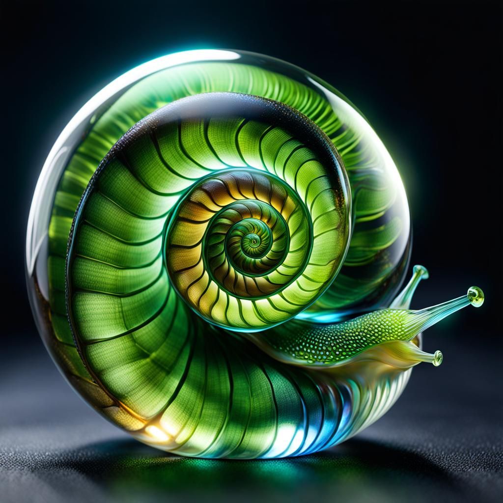 Bioluminescent Fiddlehead Snail - AI Generated Artwork - NightCafe Creator