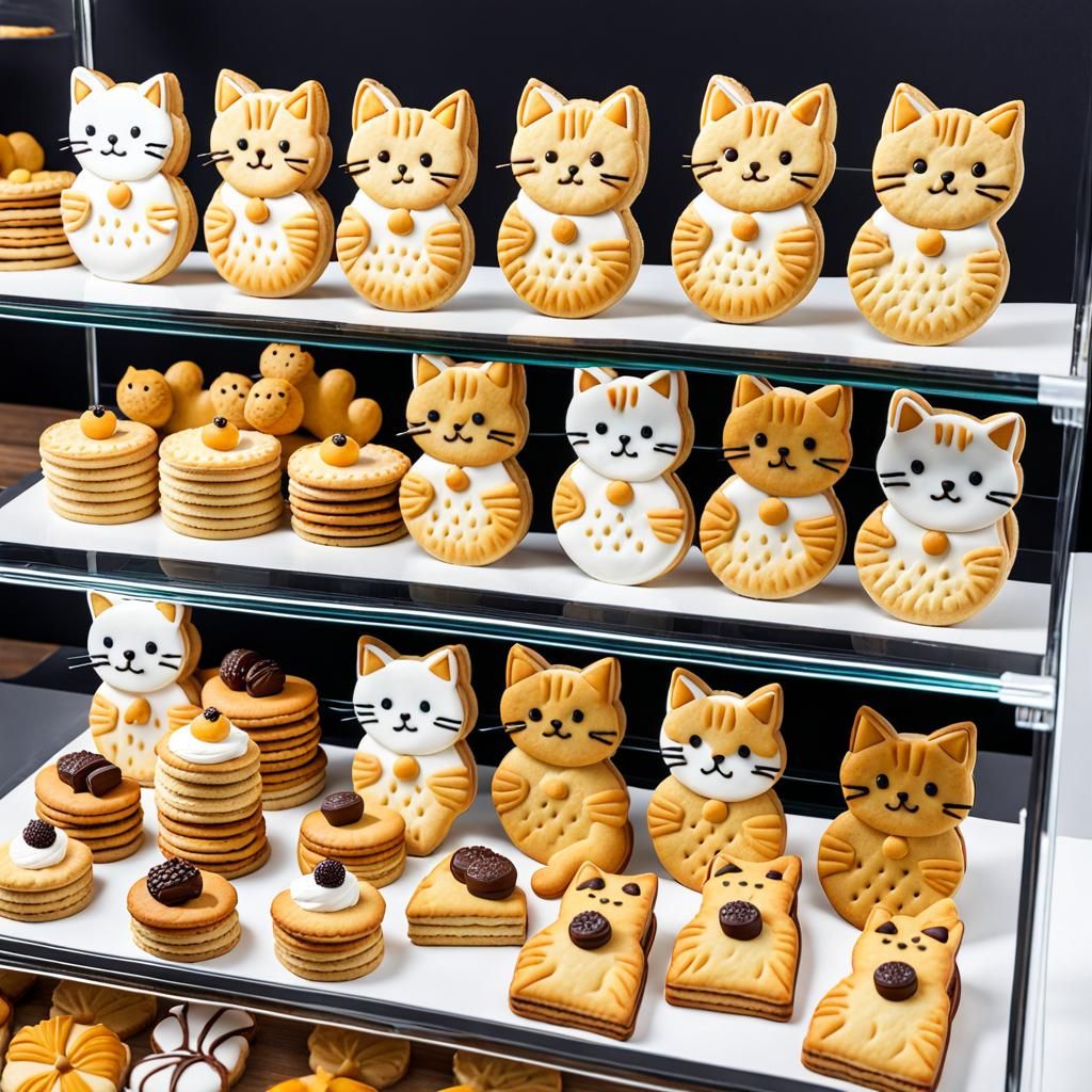 Bakery cute cat biscuits - AI Generated Artwork - NightCafe Creator