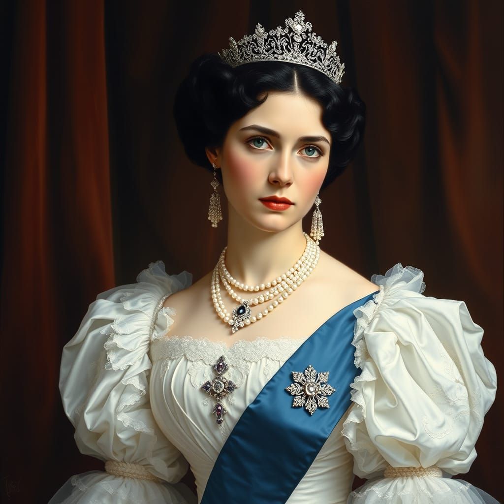 Fyodor Rokotov style royal oil portrait of princess Marie of Romania ...