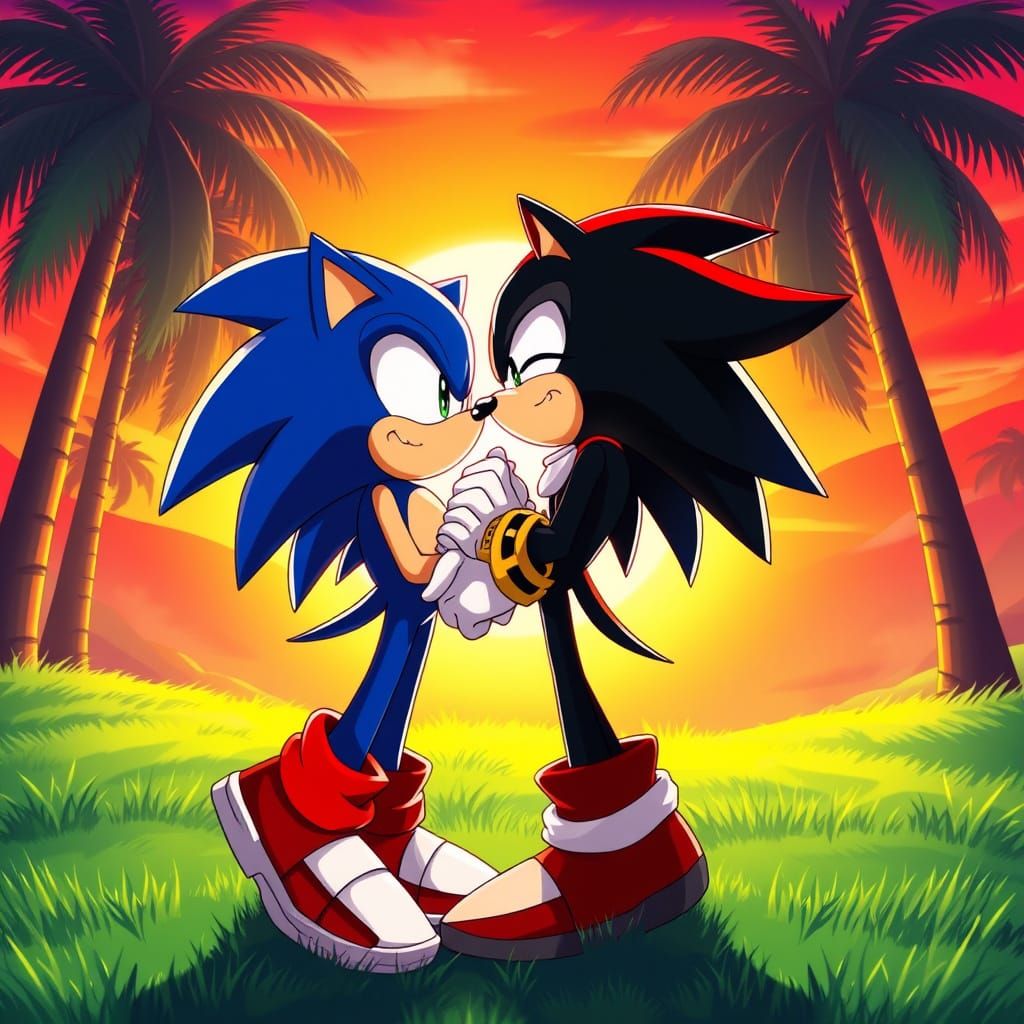 sonic the hedgehog and shadow the hedgehog making out
