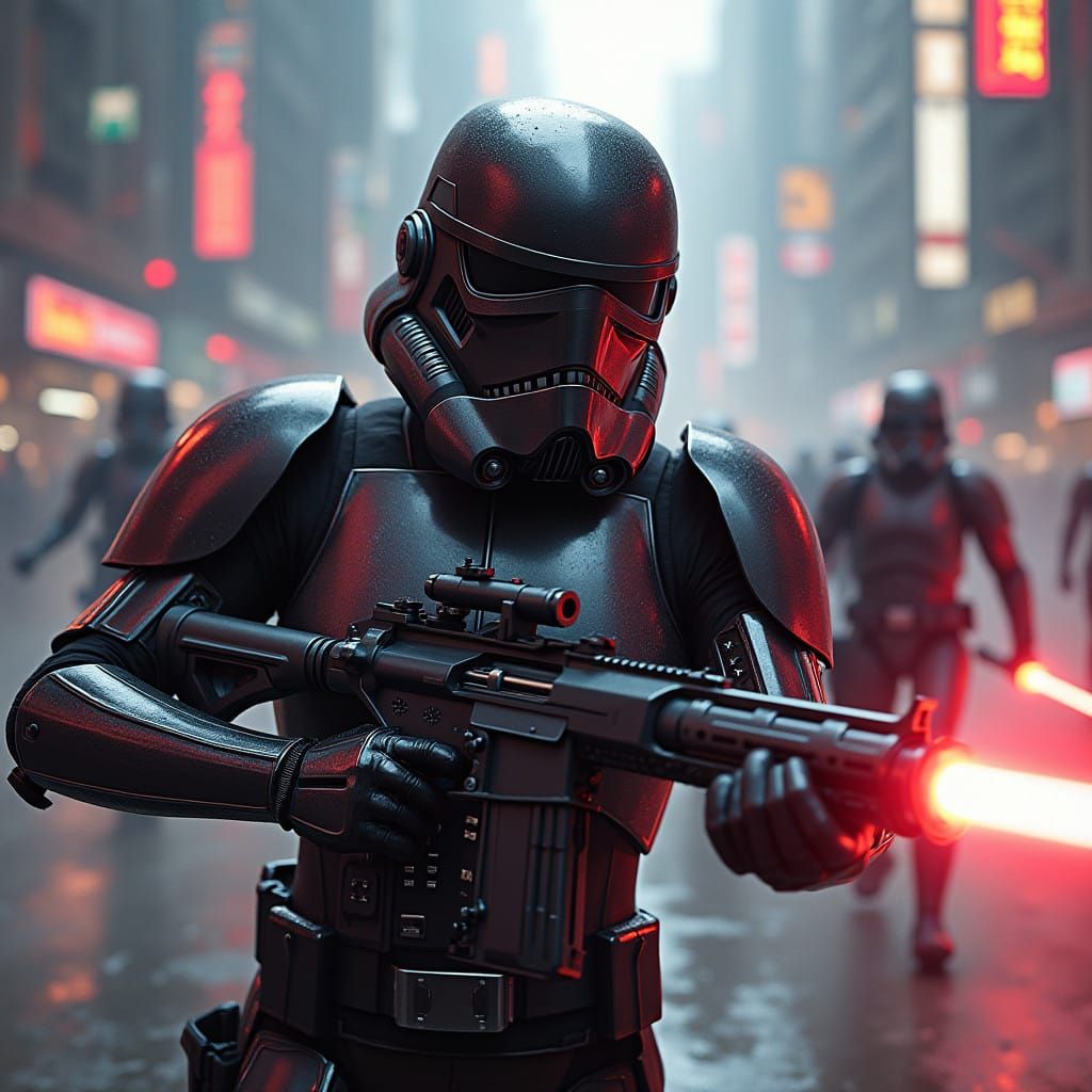 Stormtroopers in Futuristic Black and Red Armor En... - AI Art