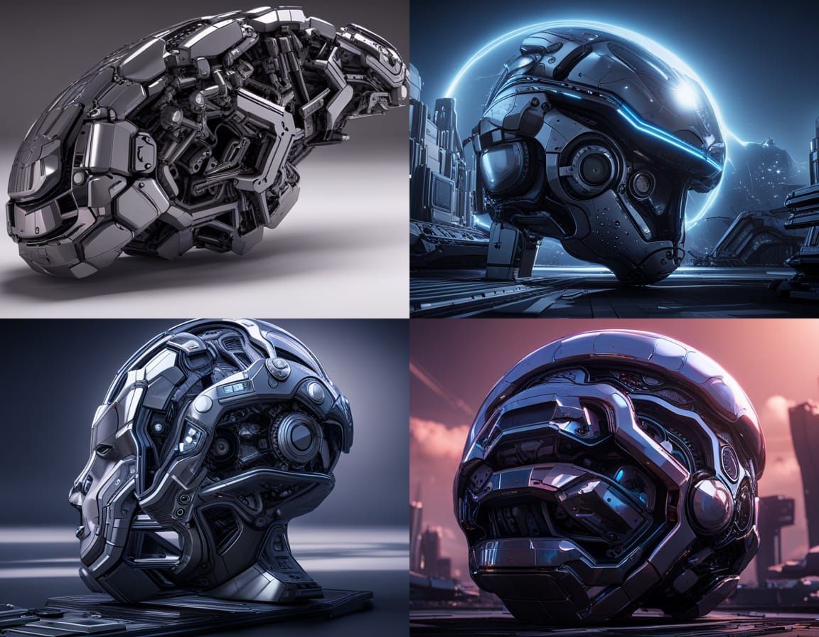 machine brain intricate mech details, ground level shot, 8K resolution ...