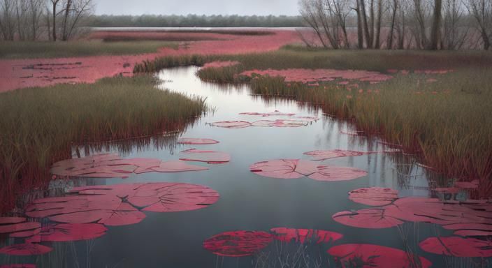 Photorealistic Industrial Edge Red Gradient Faded Rose Beading Swamp ...