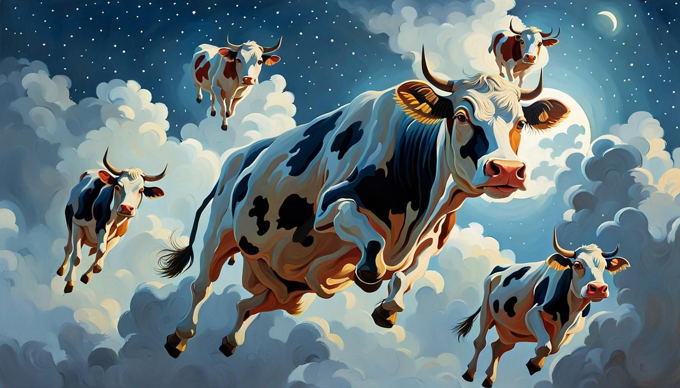 Image: Of course cows can't fly. - AI Generated Artwork - NightCafe Creator
