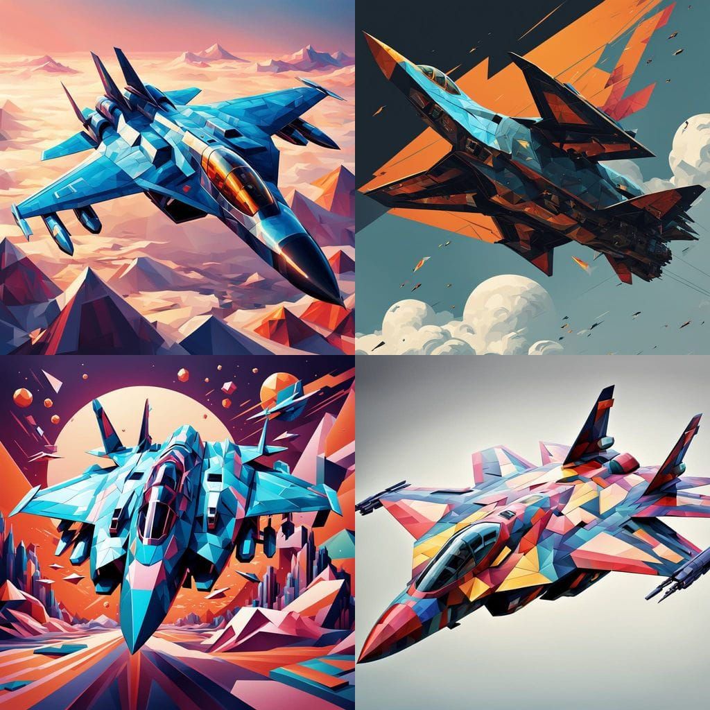 Fuzzy Sixth-Generation Fighter Jet - Futuristic Cubist Fight...