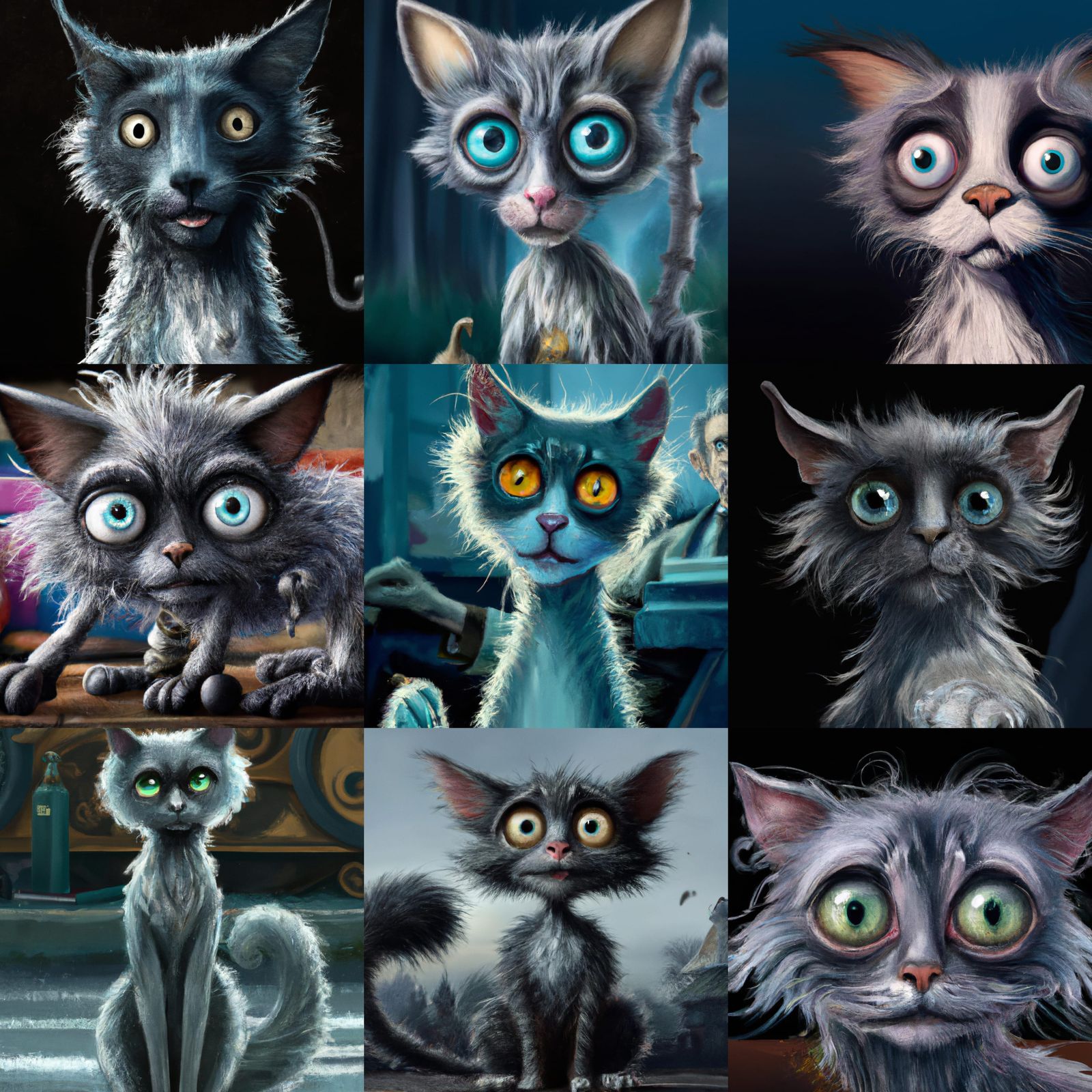 The grey cat Tim Burton Kelly Freas hyperrealism detailed painting ...