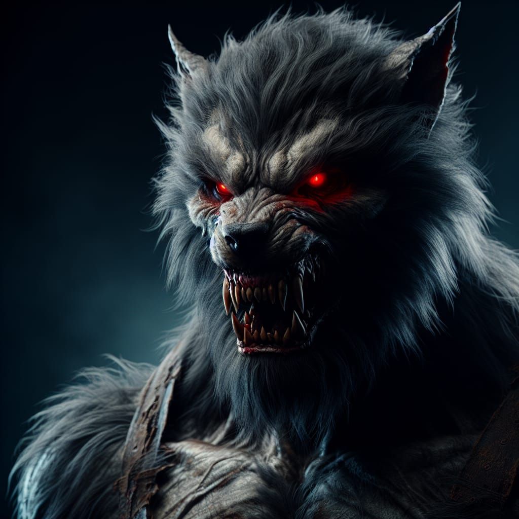 WEREWOLF WITH BLOOD RED EYES - Fierce Werewolf with Glowing ...