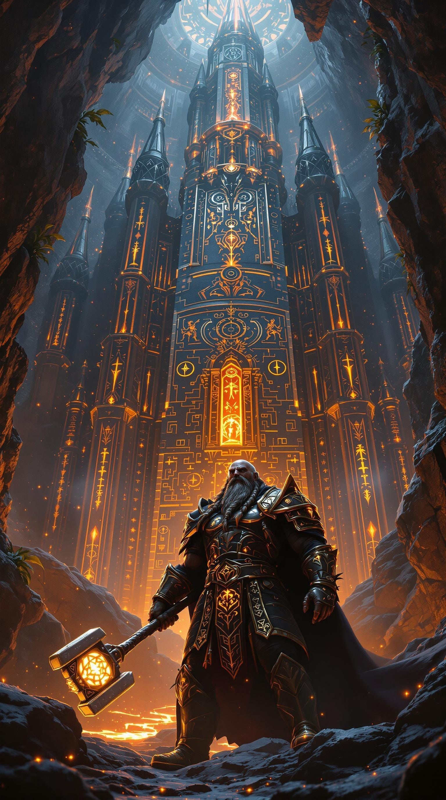 Mighty Dwarf King Before Epic Fortress in Phondras... - AI Art