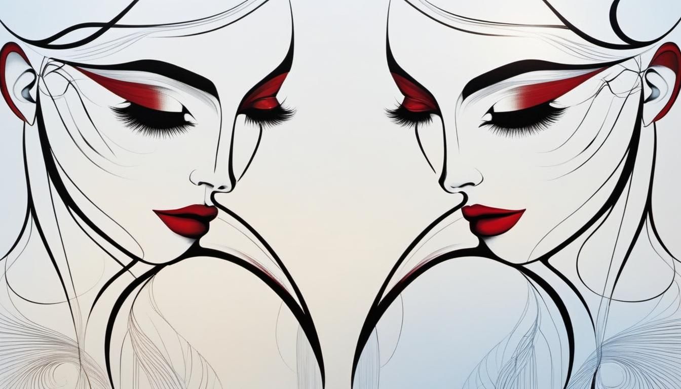 6 images (1): A minimalist work in line art. Different colors. - AI ...