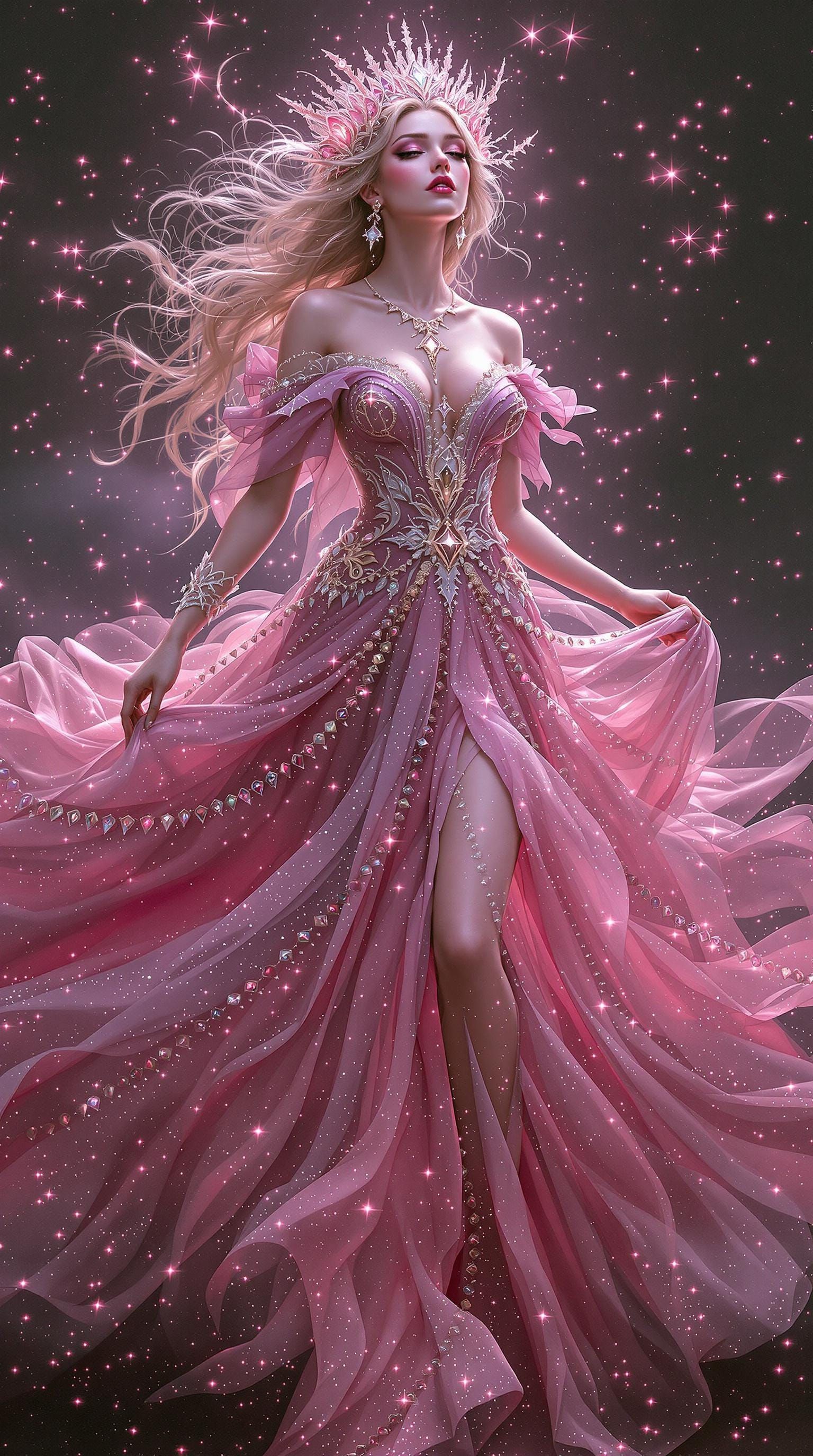 Mystical Woman in Enchanted, Glittering Mythologic... - AI Art