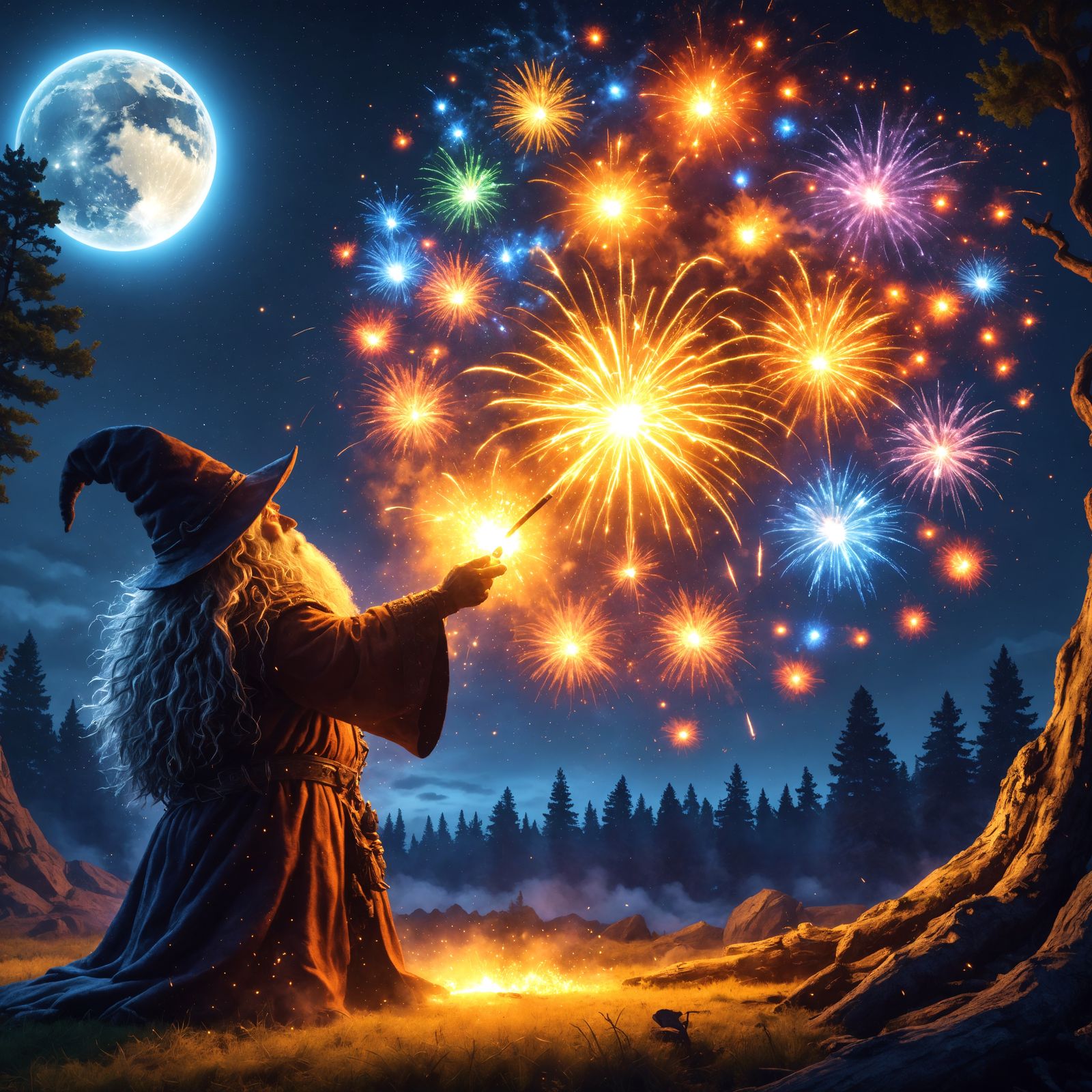 Fire Wizard of the Nightsky - AI Generated Artwork - NightCafe Creator