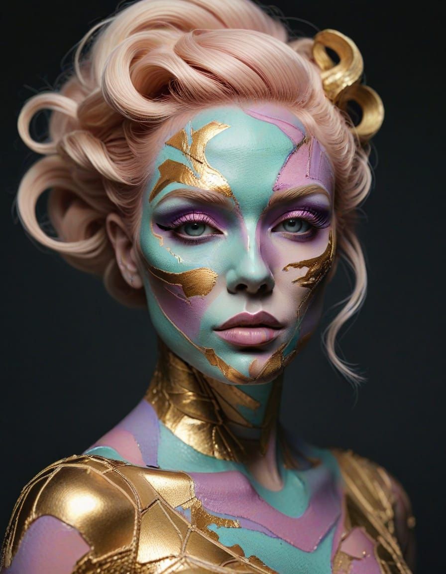 Pastel colors, Dadaism Venus De Milo in airbrush makeup