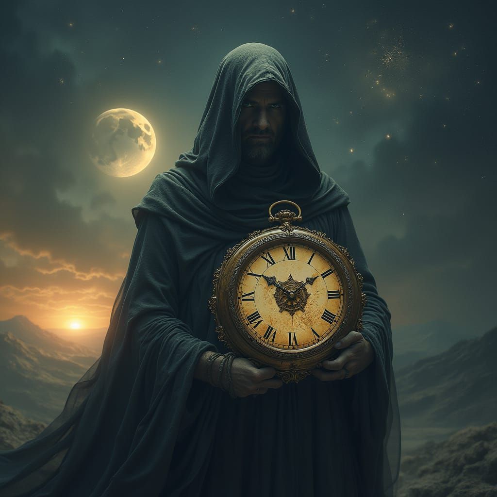 Mystical Oracle Stands at Threshold of Day and Nig... - AI Art