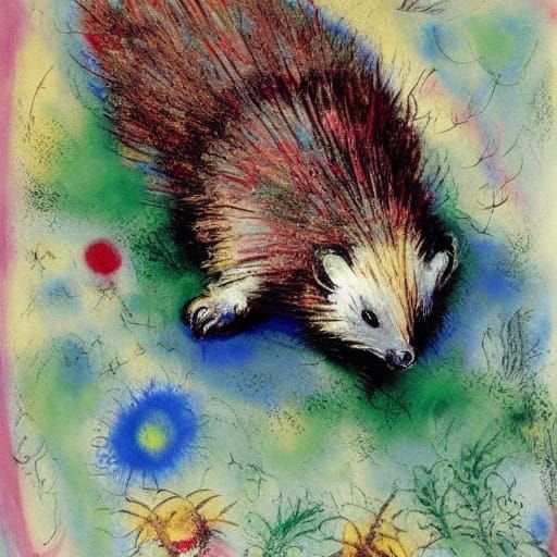Surrealistic Hedgehog in Mystical Fog - AI Art