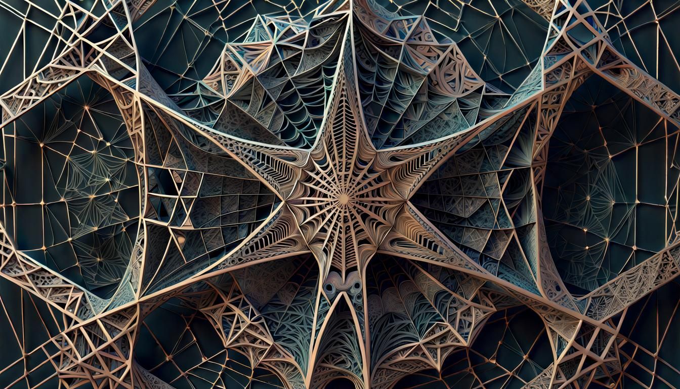 3D rendered fibonacci sequence triangles web - AI Generated Artwork ...