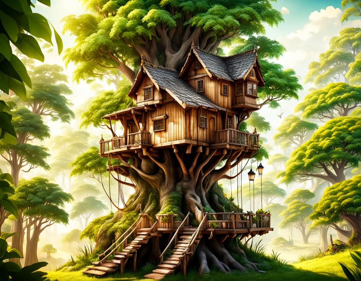 Tree house - AI Generated Artwork - NightCafe Creator