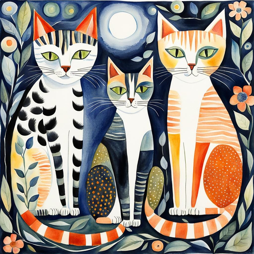 We Three Cats - AI Generated Artwork - NightCafe Creator