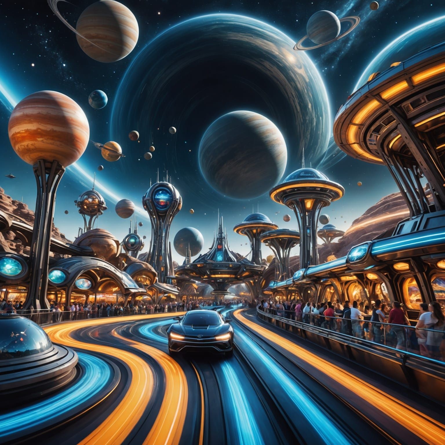 Interstellar theme park - AI Generated Artwork - NightCafe Creator