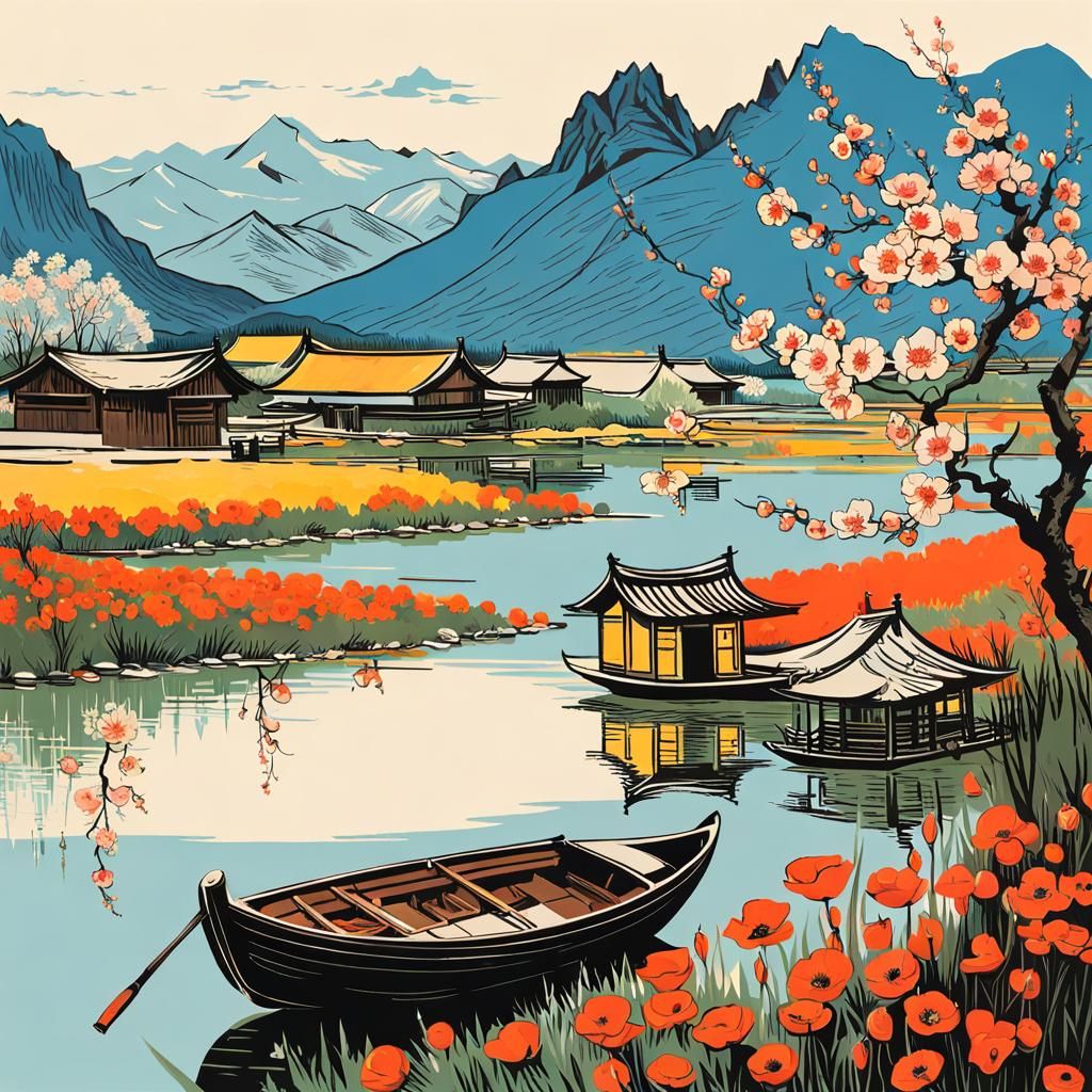 Chinese landscape - AI Generated Artwork - NightCafe Creator