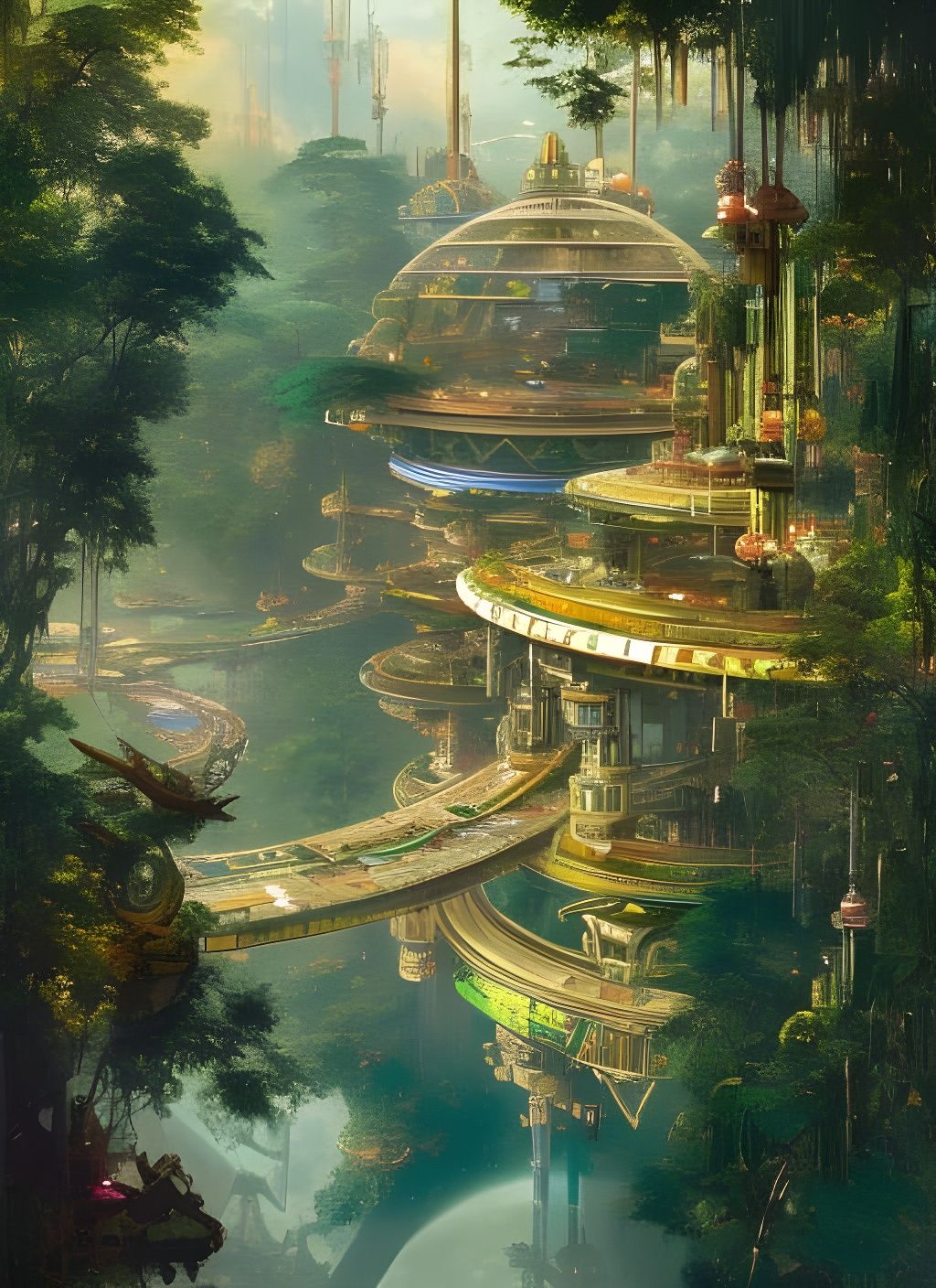 Tropical Jungle Advanced Civilization - AI Generated Artwork ...