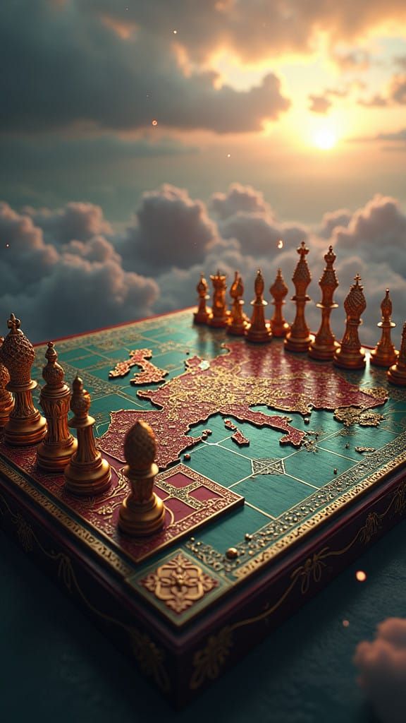 European Chess - Luxurious European Chessboard in Baroque St...