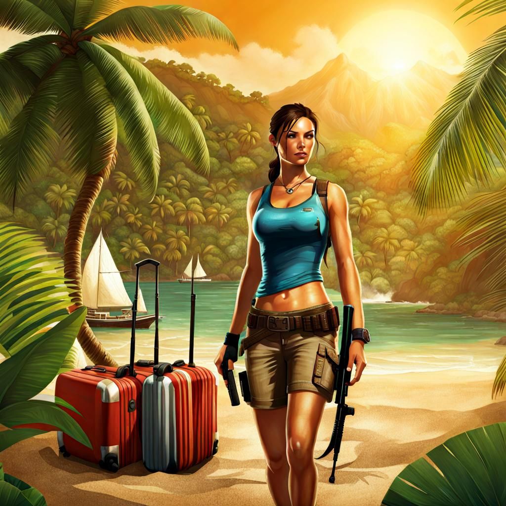 Lara Croft on vacation - AI Generated Artwork - NightCafe Creator