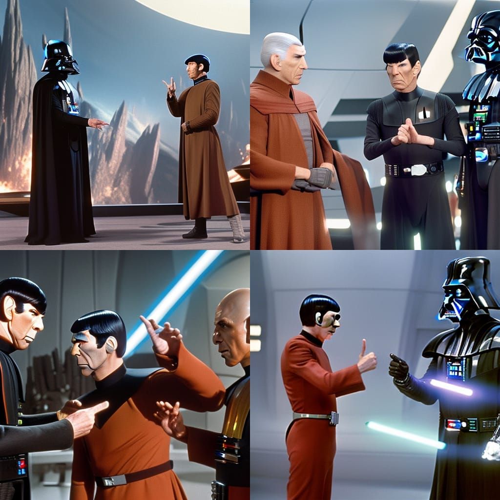 Spock trying to show Darth Vader the Vulcan peace sign. Epic cinematic ...