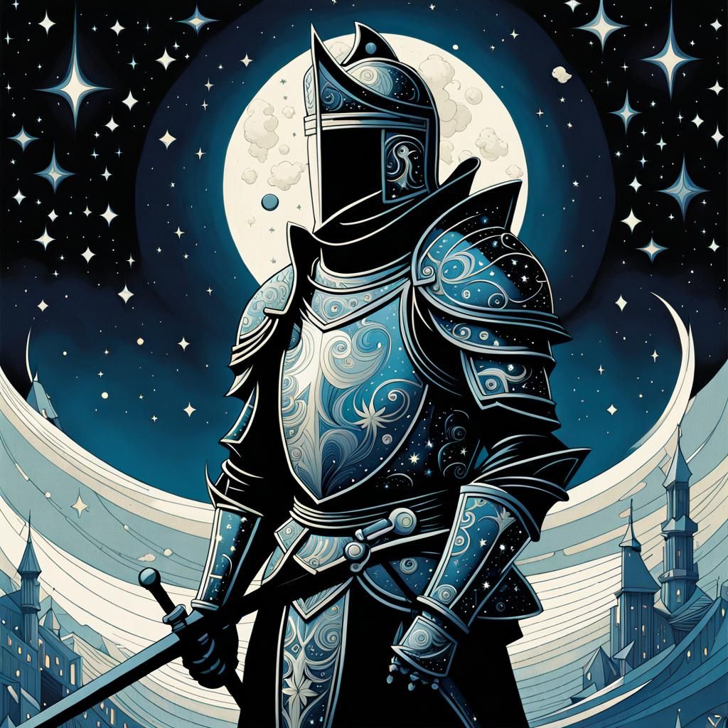 beautiful ornate front portrait mediaeval knight, under gentle ...