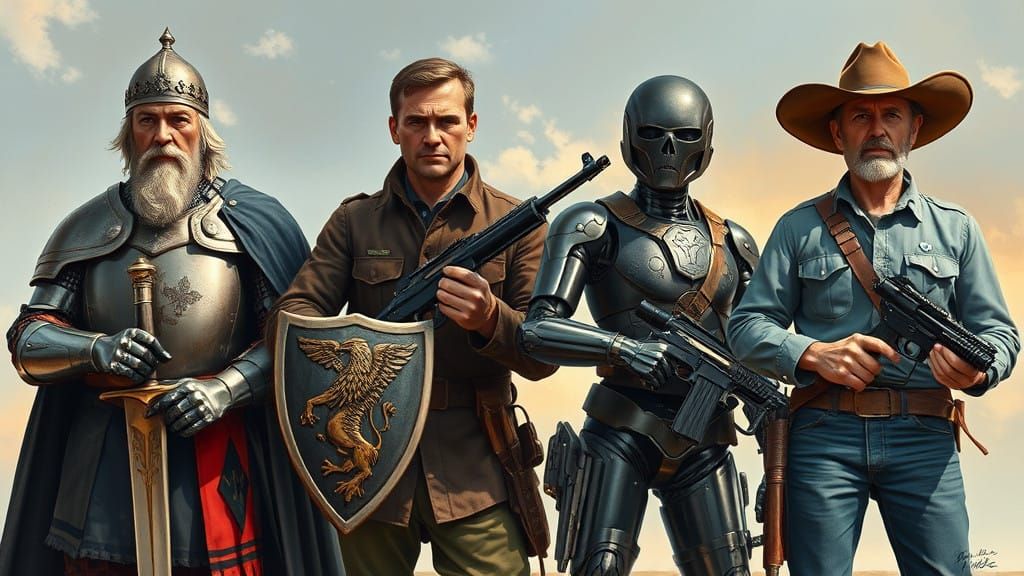 Historical Mercenaries Stand United in Strength - AI Art