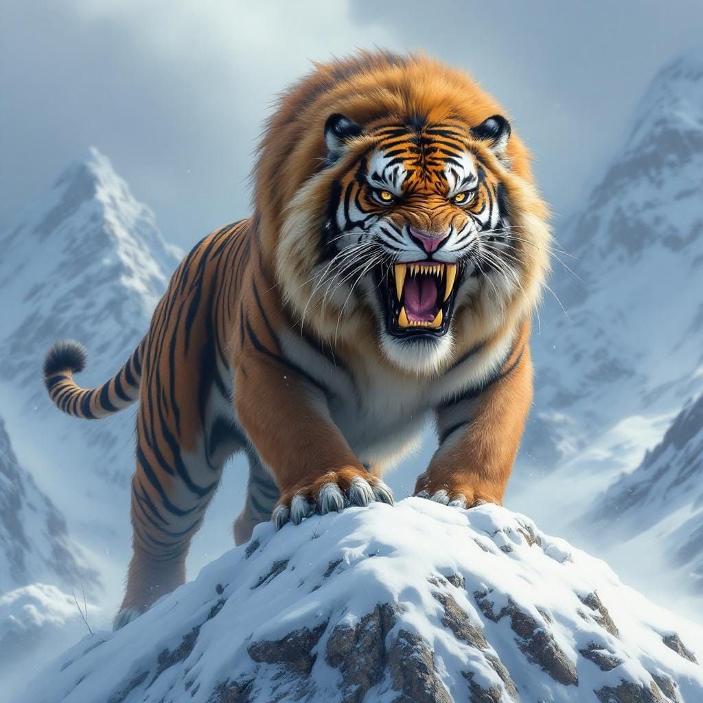 Sabertooth Tiger in Hyper-Realistic Moebius Style - AI Art