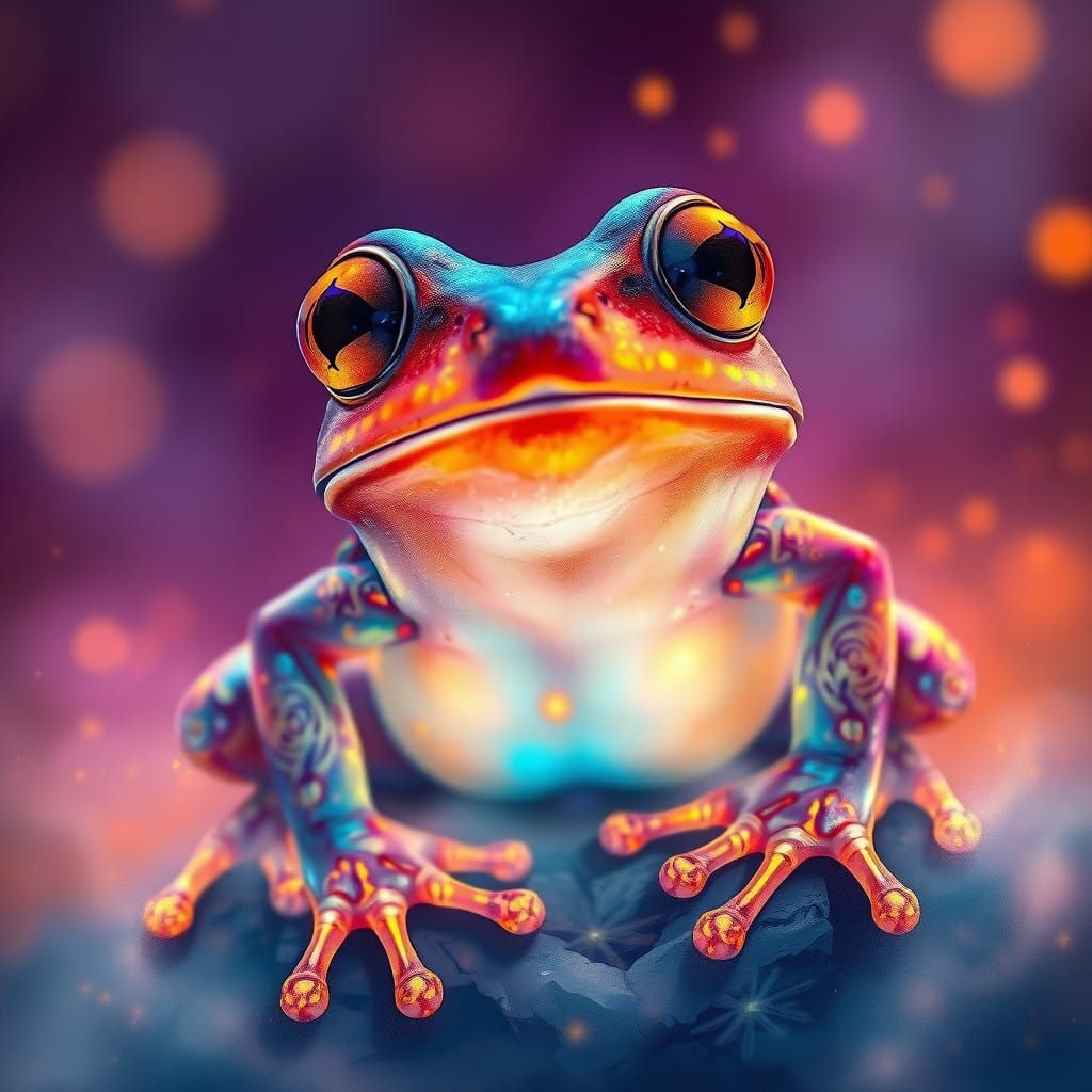 Ethereal Bioluminescent Frog in Whimsical Digital ... - AI Art