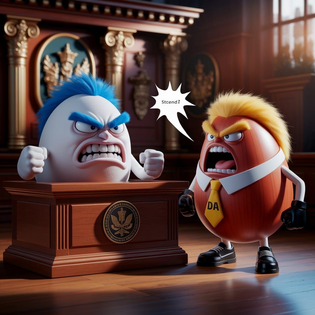 Angry Egg Witnesses Confrontation in a Dramatic, H... - AI Art