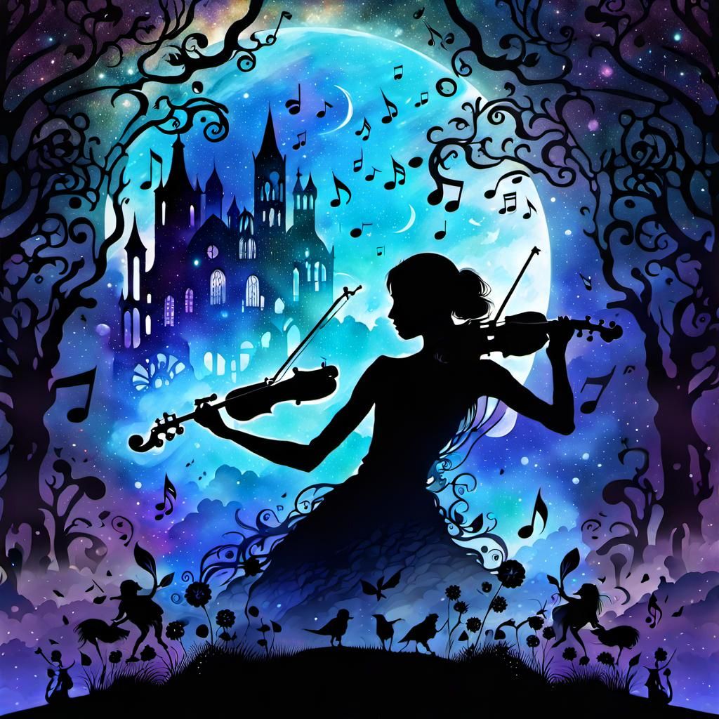 Silhouette Art: Violin - AI Generated Artwork - NightCafe Creator