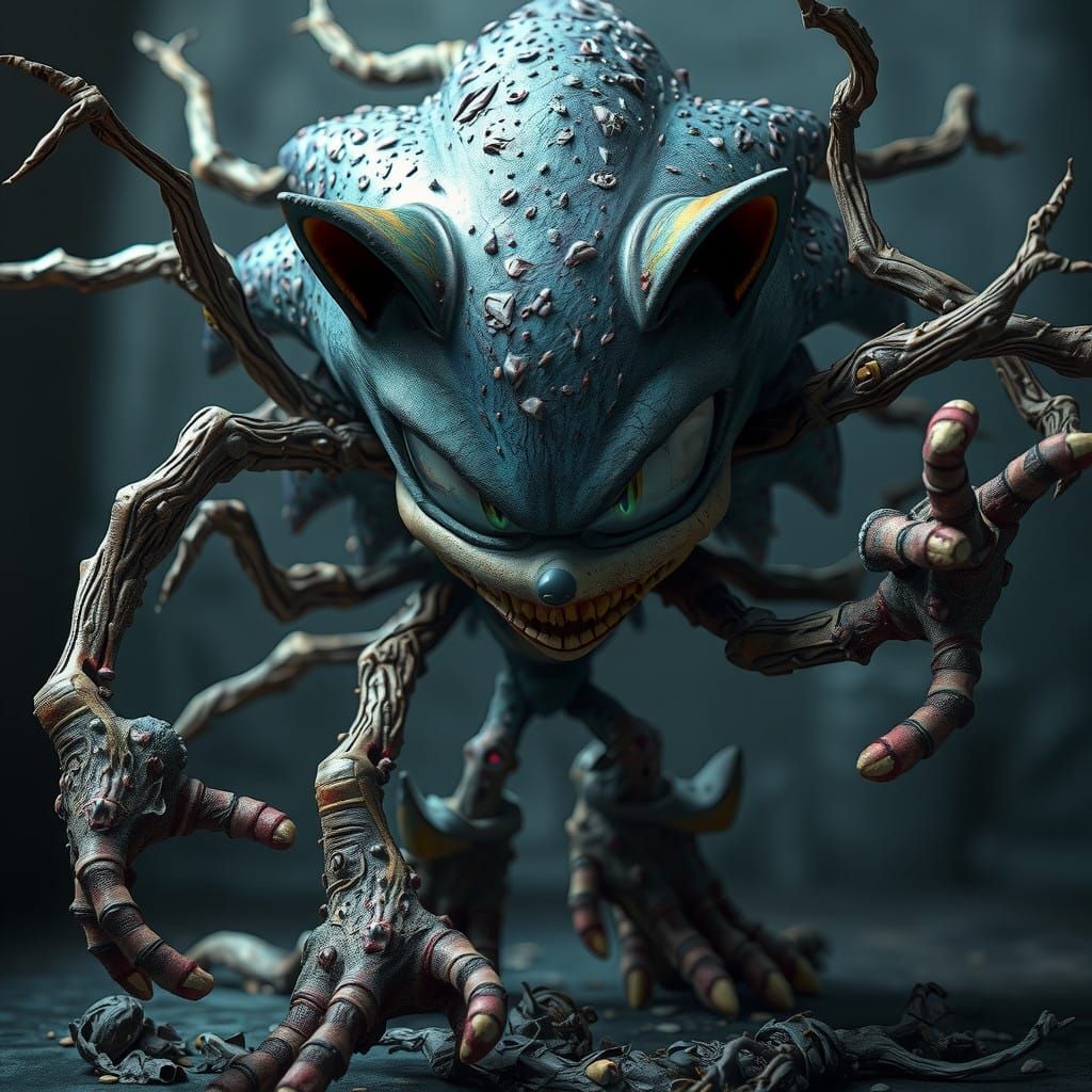 Decaying Abomination: Grotesque Sonic the Hedgehog - AI Art