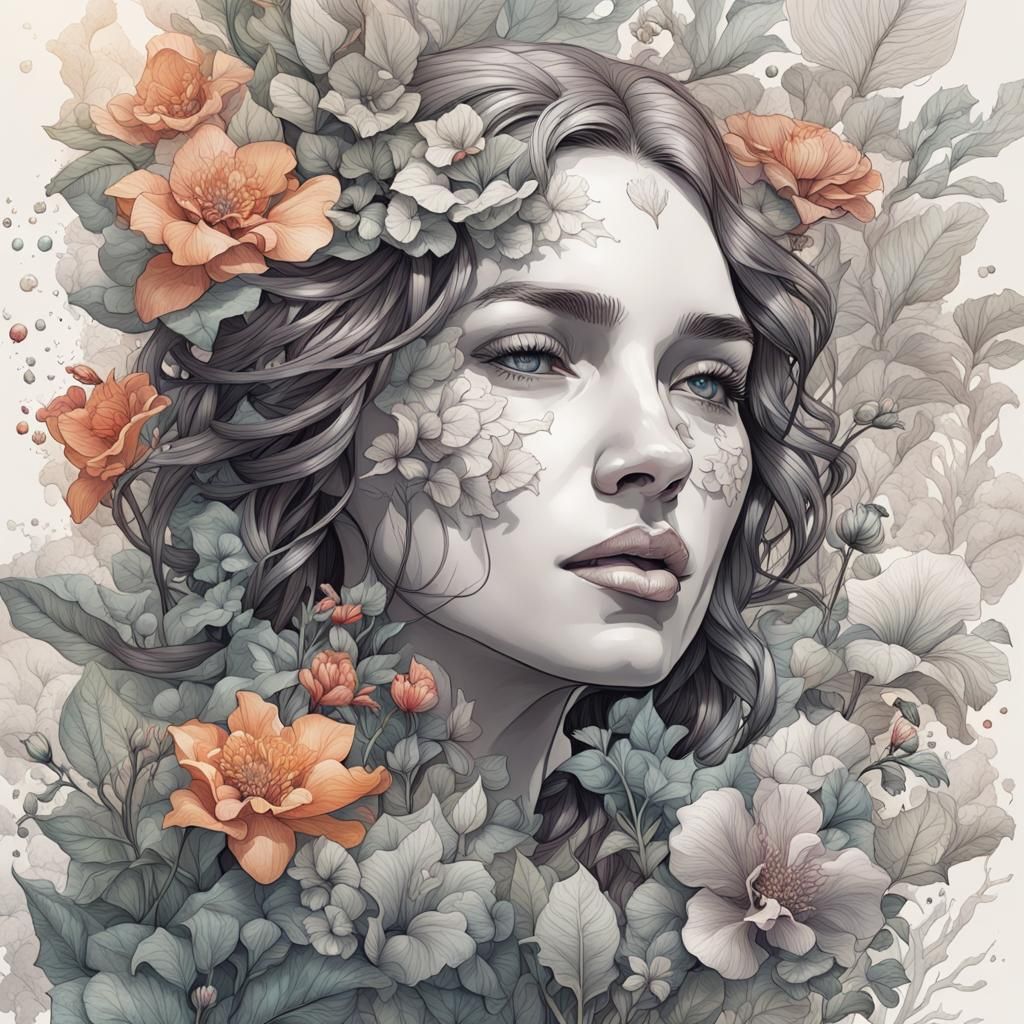 botanical ink drawings, using shades and lines to enhance the beauty of ...