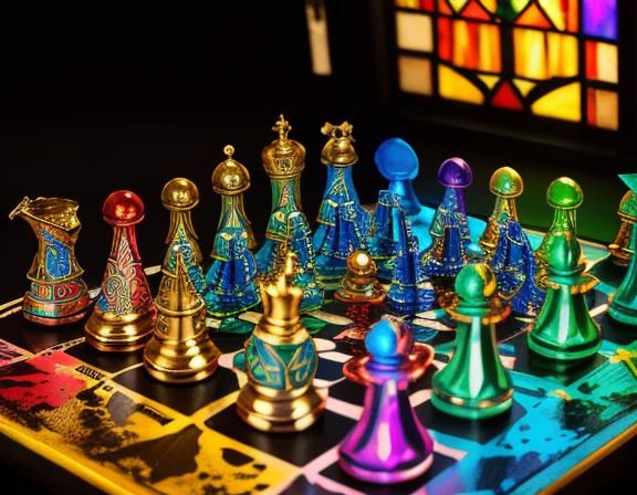 stained glass chess set - AI Generated Artwork - NightCafe Creator